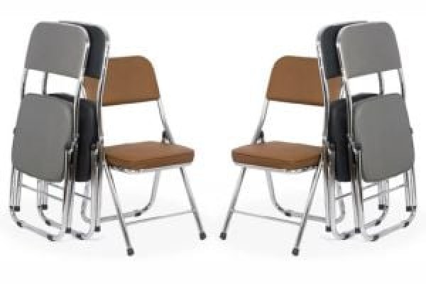 Scaune metalice pliabile 3C bej, negru și gri deschis