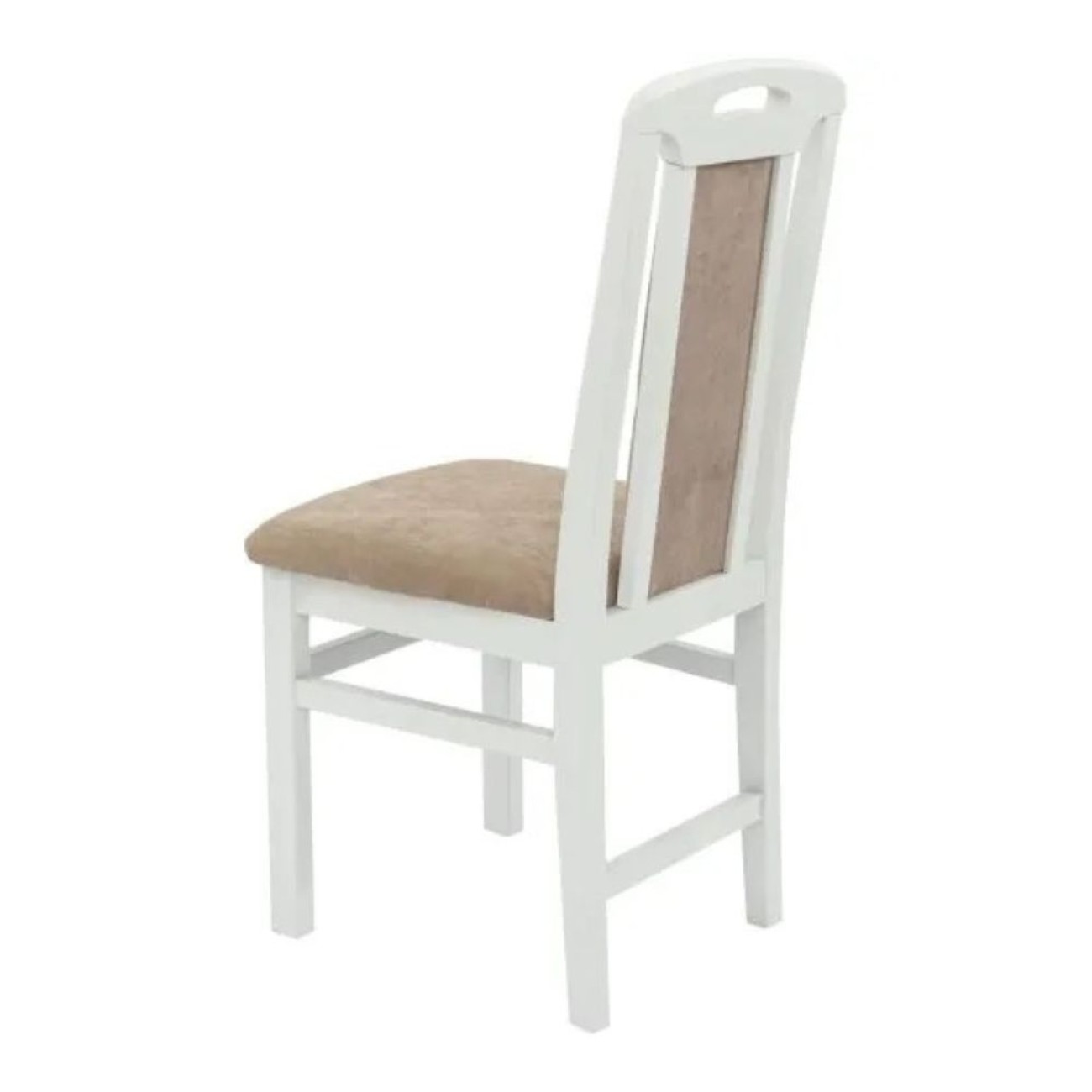 Scaune din lemn alb lucios, tapițerie crem