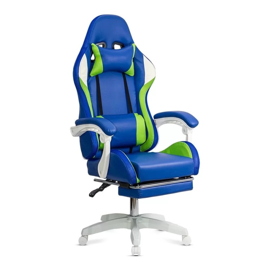 Scaun gaming cu iluminare RGB și suport pentru picioare OFF 298 alb
