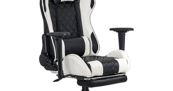 Scaun gaming cu spătar rabatabil și cotiere reglabile OFF 307 alb