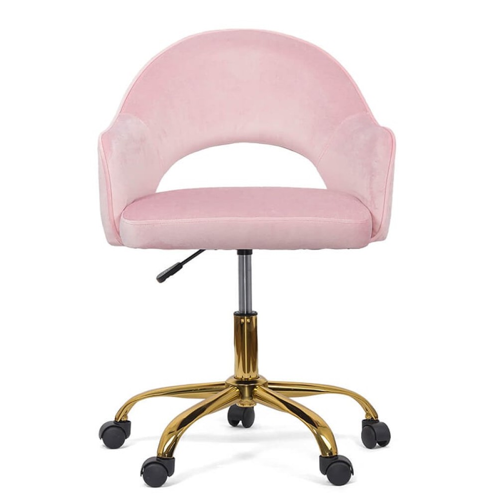 Scaun din catifea cu baza aurie OFF 640 roz