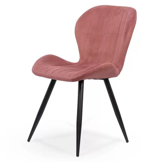 Scaun bucatarie living din catifea si cadru metalic BUC 248U roz