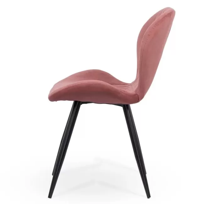 Scaun bucatarie living din catifea si cadru metalic BUC 248U roz