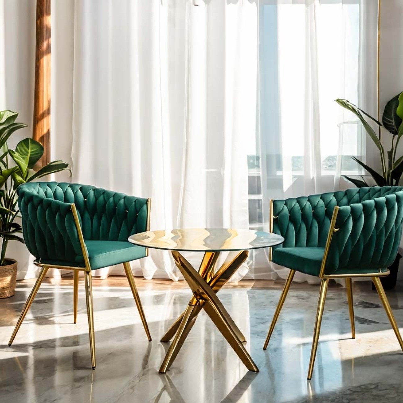 Scaune moderne din catifea și cadrul auriu BUC 261