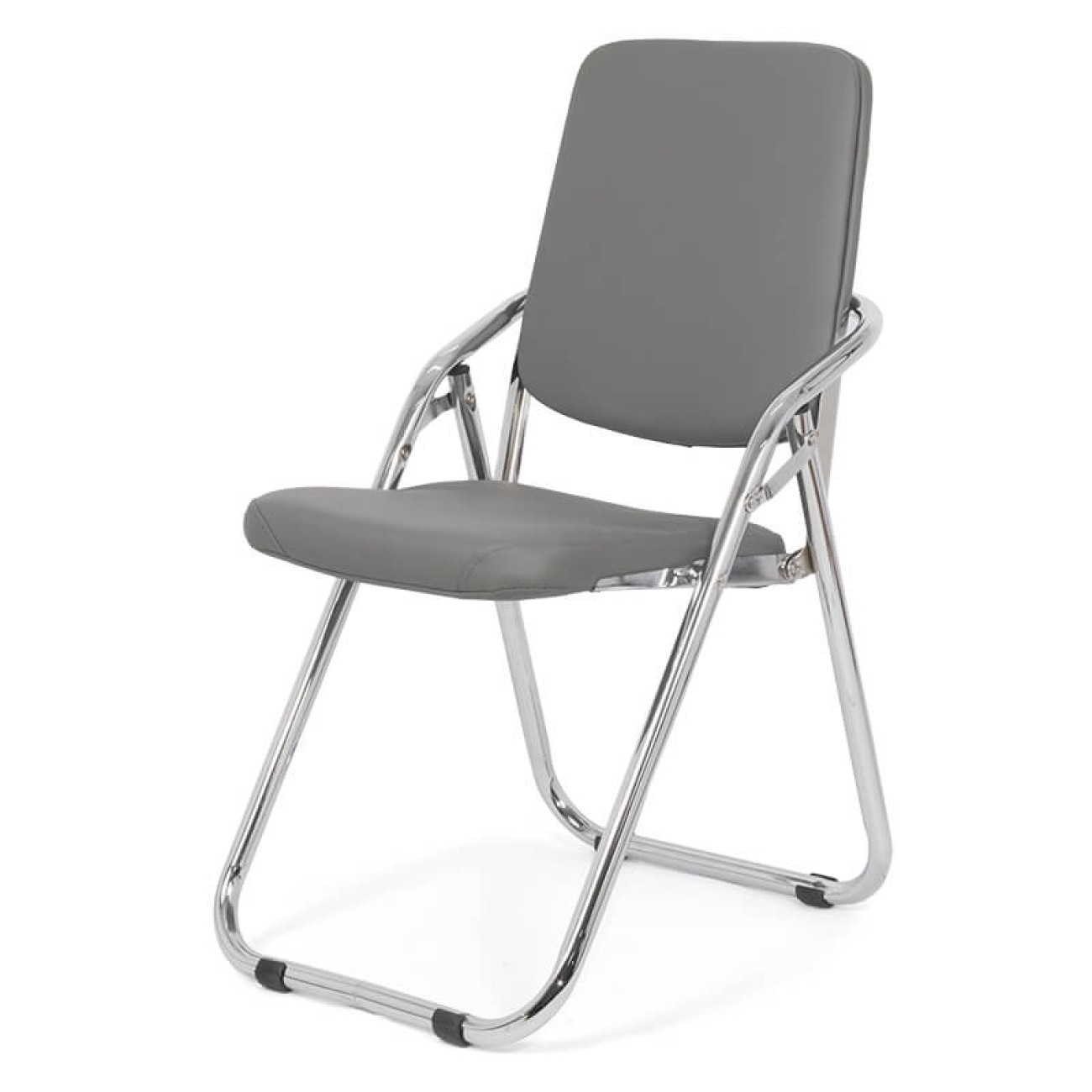 Scaune pliante cadru cromat pe culoarea gri