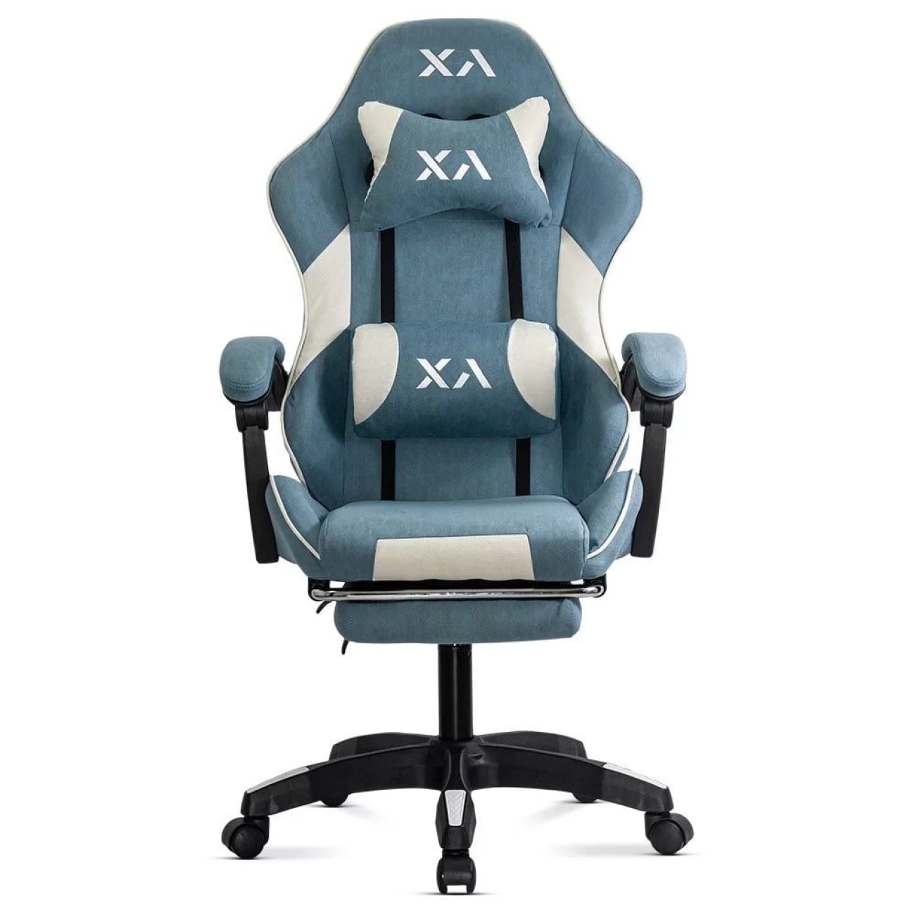 Scaun de gaming bleu Office 295 din stofă cu spătar rabatabil