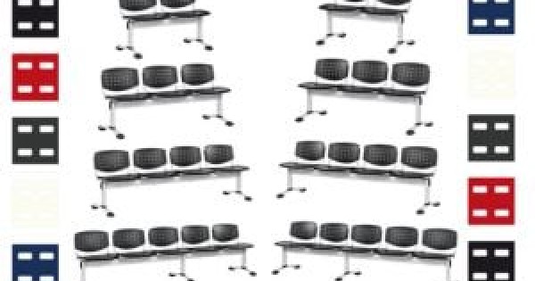 Bănci de așteptare cu 2-5 locuri din plastic Layer pe cadru gri