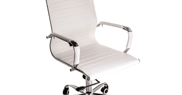 Scaun modern pe cadru metalic cromat-150 alb