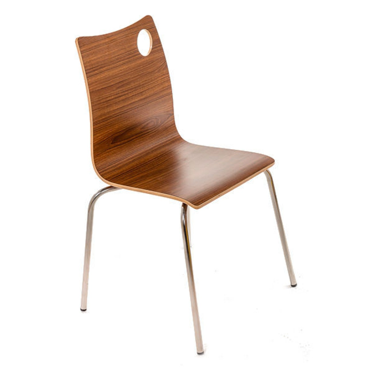 Scaun pe cadru cromat și lemn stratificat 91