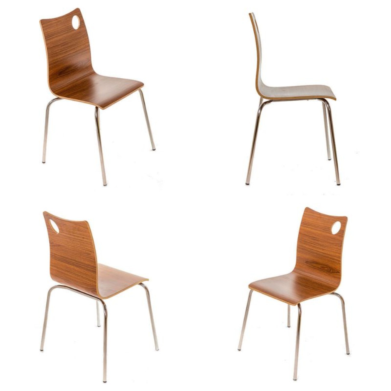 Scaune cantina pe cadru cromat si lemn stratificat