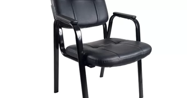 Scaun vizitatori cu brate tapitat cu piele ecologica-250