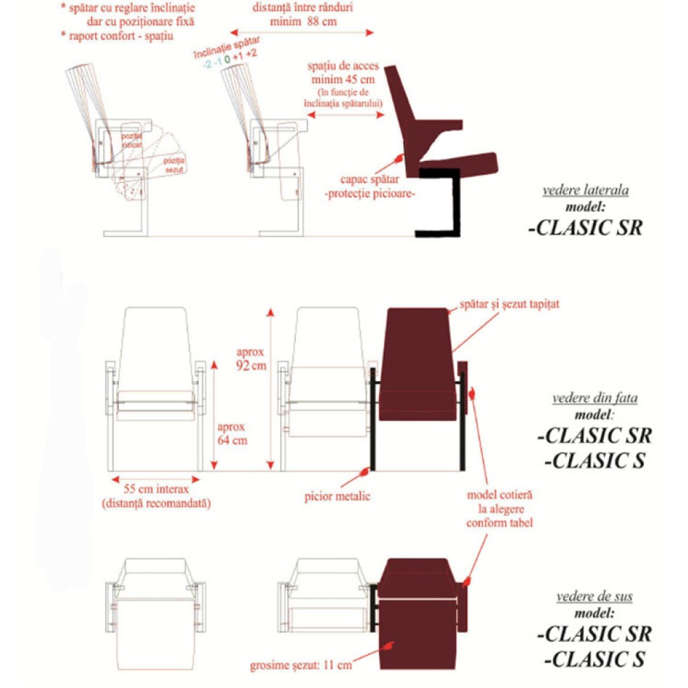 Scaune pentru sali de spectacole-Clasic - Clasic
