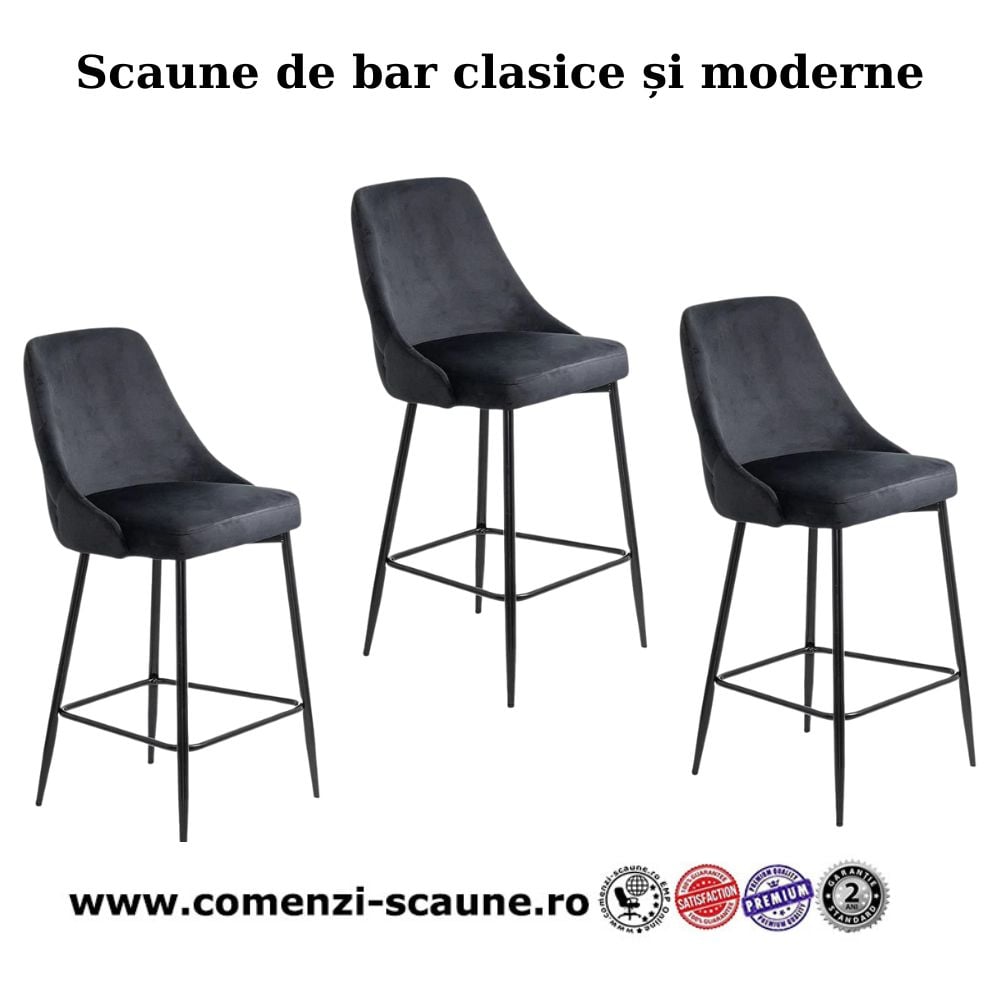 Scaune de bar fixe și moderne ABS143 Negru
